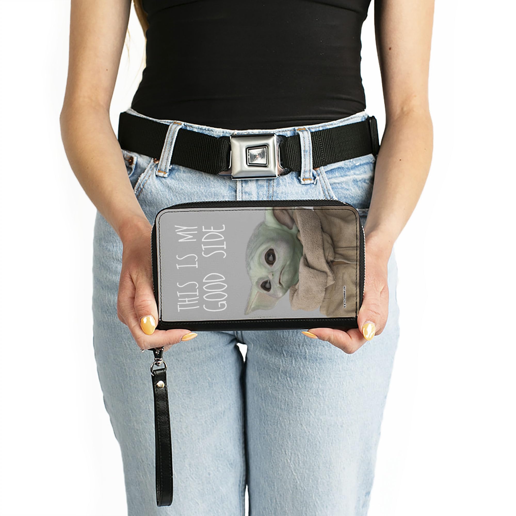 Buckle-Down Women's PU Zip Around Wallet Rectangle-Star Wars The Child, 7.5"x4.5"