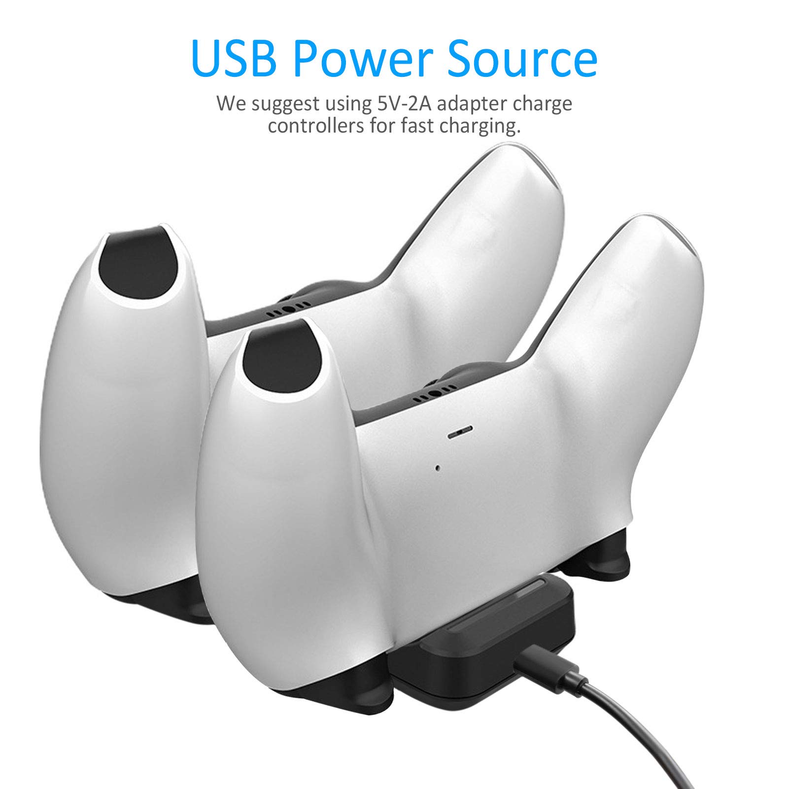 Charging Dock for PS5 Controller, DualSense Charger for Playstation 5, Dual Controller Charger Stand with Type-C Charging Cable