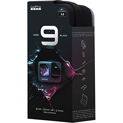 GoPro HERO9 Black, Sports and Action Camera Bundle with Froggi Accessory Kit, 64GB microSD Card, 1080p