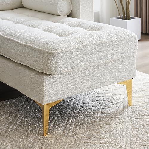 BeiXuan Modern Convertible Modular Sectional Sofa with Ottomans,Upholstery,3-Seat L Shaped Couch Sofa Bed for Living Room/Bedroom/Office/Apartment/Small Space,Boucle Yarn, Beige
