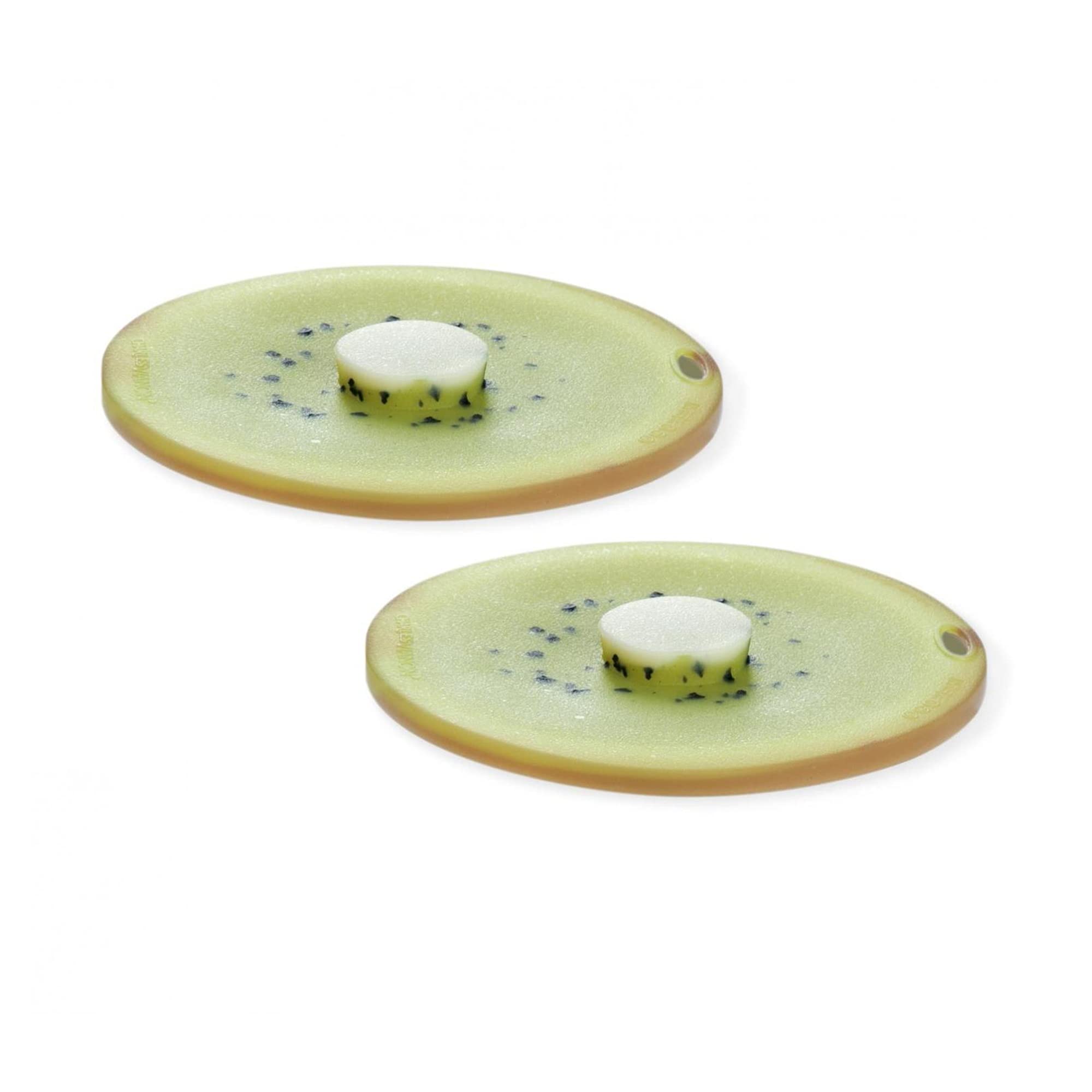 Charles Viancin - Set of 2 Kiwi 4” Silicone Drink Covers - Airtight Seal on Any Smooth-Rimmed Glass, Keep Drinks Cool or Hot, Protect from Winged Pests - BPA-Free - Oven, Freezer, Dishwasher Safe