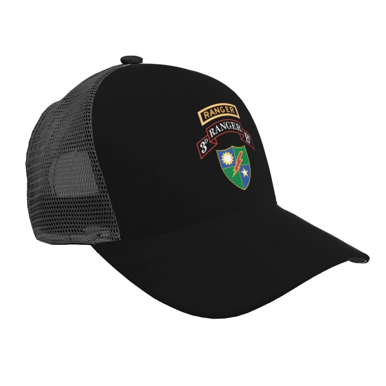 3rd Battalion 75th Ranger Regiment with Ranger Trucker Hat - Mesh Baseball Snapback Cap for Men Or Women Outdoors Black