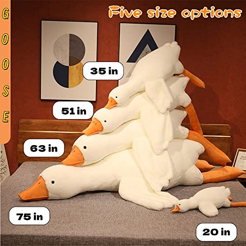 BXEBUI Giant White Goose Stuffed Animal, Very Big Huge Goose Plush Pillow Toy, Cute Duck Plush Throw Pillow (20 in)