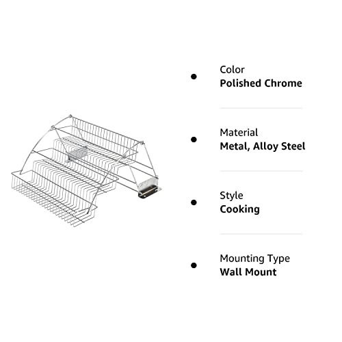 Hardware Resources 3-Tier Pull Down Spice Rack - Chrome-Finished Steel Retractable Organizer for Spice Bottles & Seasoning Jars - Easy to Install, Screws Included - Fits 15β Opening Wall Cabinet