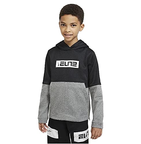 Boy's Therma Elite Pullover Hoodie (Large, Black/Carbon Heather/White)