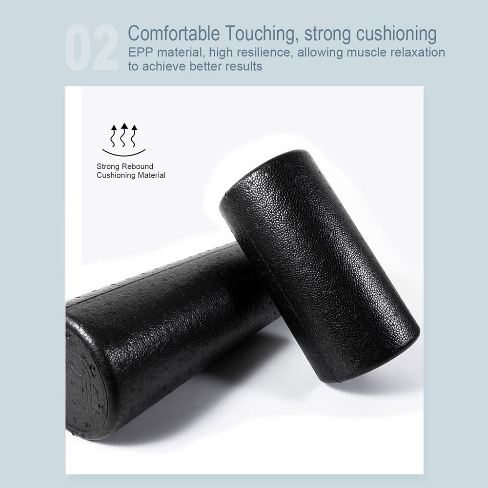 3Sizes Pilates Foam Roller Black Yoga Foam Roller Exercise Equipment Massage Roller Body for Women Men,60cm