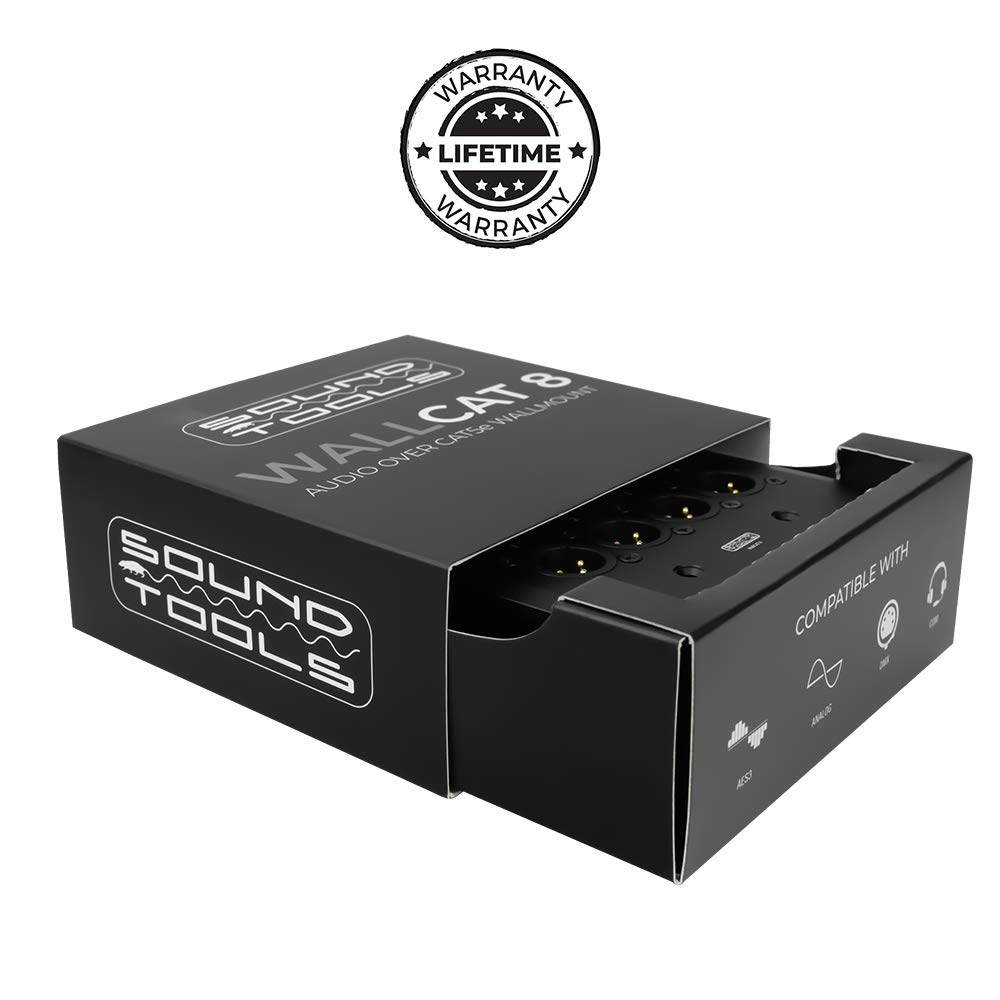 WallCAT 8 - Analog, AES3, DMX and intercom 4 Channel Wall Plate NO Solder Required (Black)