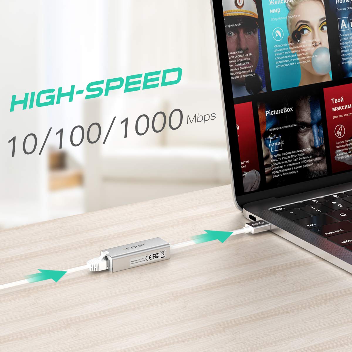 USB 3.0 Ethernet Wired RJ45 LAN Network Adapter 10/100/1000 for Desktop Laptop PC, Support Windows 10/8.1/8/7/Vista/XP Mac OS X