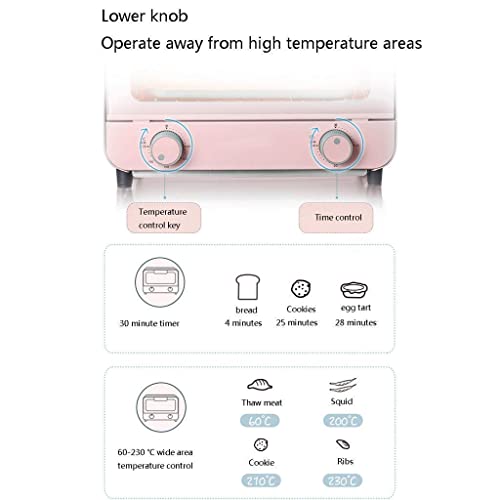 9L Mini Oven Adjustable Temperature 60-230 β and 30 Minutes Timer Multifunctional Home Baking Oven Baking Cake Bread Biscuit Machine Tempered Glass 800W Commodity Code: LXJ-66 (Blue) (Blue)