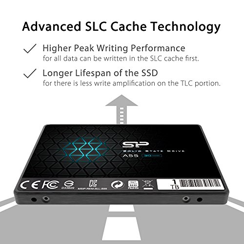 Silicon Power-1TB SSD 3D NAND A55 SLC Cache Performance Boost SATA III 2.5" 7mm (0.28") Internal Solid State Drive, Black