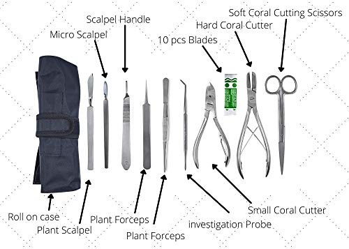 DR Instruments 10FK Ultimate Coral Fragging and Coral Propagation Kit for Reef Hobbyists - 19 Pcs, Rollup case, Stainless Steel Instruments