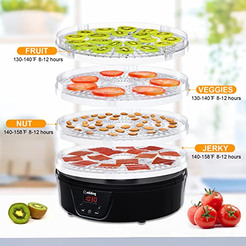 Adiding Food Dehydrator Machine, Dehydrator with 4 BPA Free Trays, Digital Timer & Temperature Control, 350W Food Dryer for Fruit Vegetable Meat Beef Jerky Herbs Pet Treats