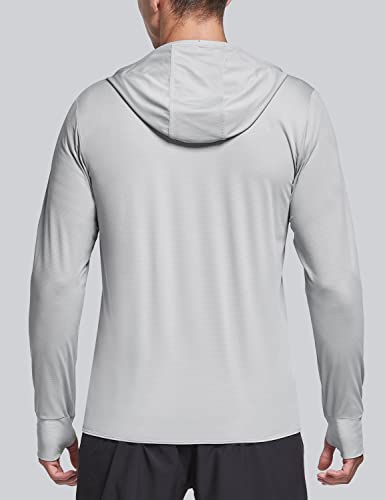 BALEAF Men's Long Sleeve Sun Shirts Hiking Fishing SPF UPF 50+ UV Protection Jackets Lightweight Quick Dry Cooling Outdoor Zip Up Light Grey 3XL