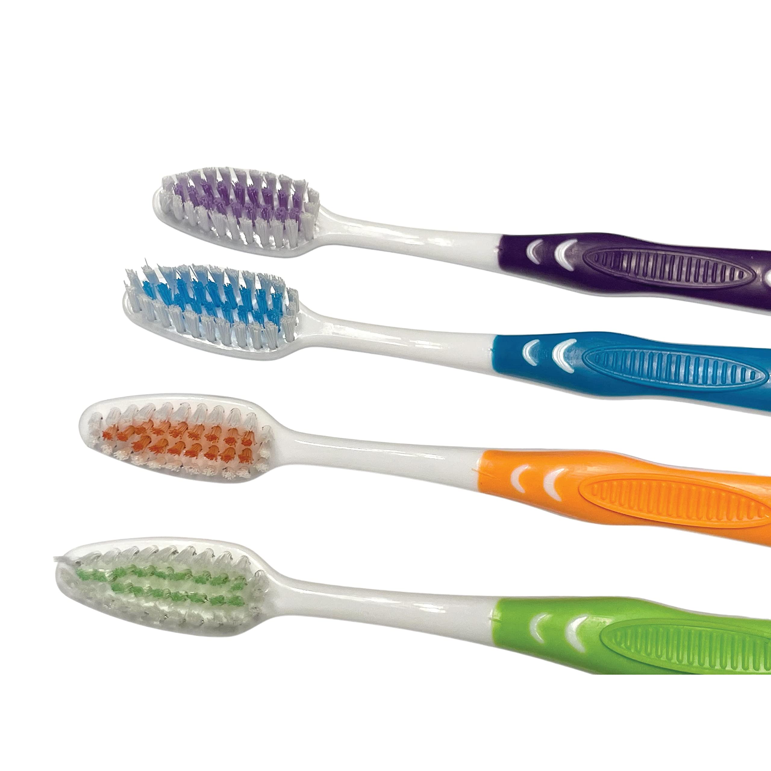 Precious Gift Company Personalized Toothbrushes, 4 Pack Adults, Engraved, Laser Engraved, Any Name or Message up to 25 Characters, Medium Firmness, Light Blue, Dark Blue, Orange, Green, Purple, Red