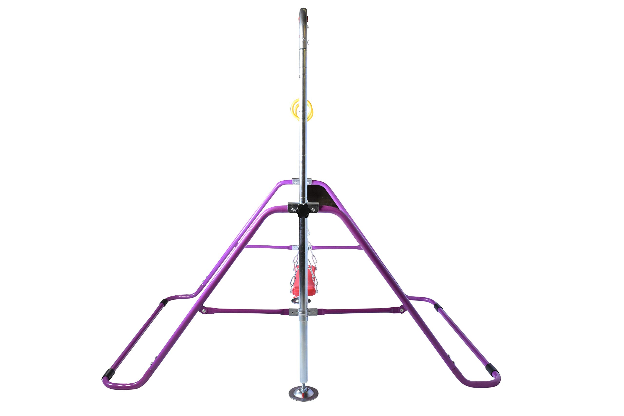 5 Star TD Gymnastics Bar Horizontal Kip Bar w 2x6 Tri Fold Mat Junior Training Adjustable Height Jungle Gym Children Training Monkey Bars Climbing Tower Playground Balance Bar Gymnasts (Purple)