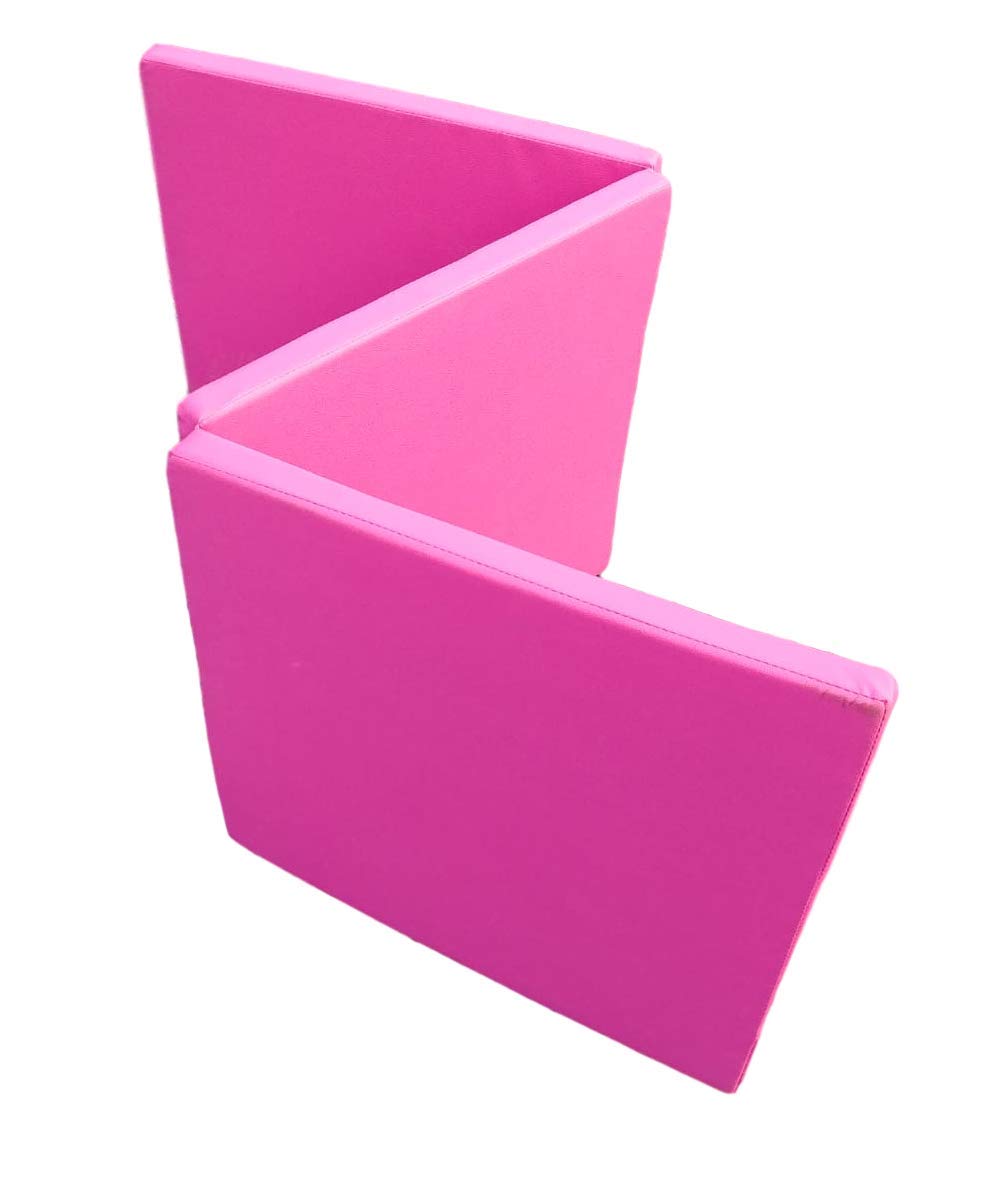 5 Star TD Gymnastics Mat 2x6 Tri-Fold 2" Thick Folding Exercise Tumble Mat with 2 Carrying Handles for Gymnastics, Yoga, Aerobics, Mixed Martial Arts, Home Gym Exercise Workout Mat Pink