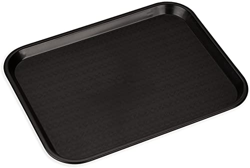 Carlisle FoodService Products Cafe Plastic Fast Food Tray, 14" x 18", Black, (Pack of 12)