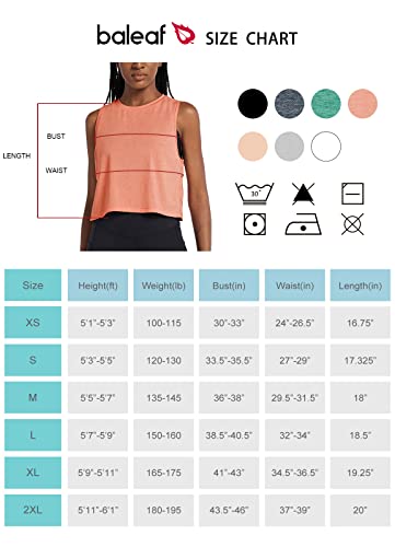 BALEAF Women's Tops Workout Tank Top Crop Tops Cropped Athletic Gym Muscle Shirts Yoga Trendy Heather Coral M