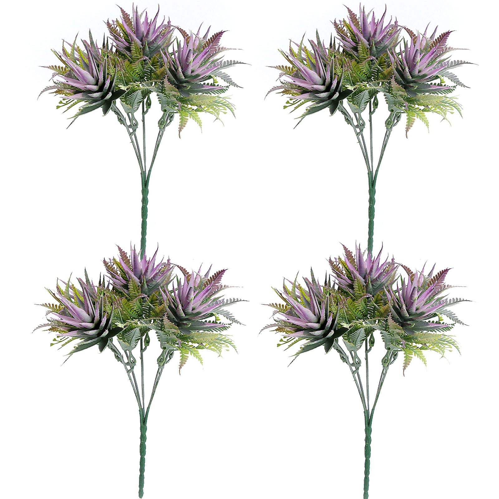 Cjbenuti 4 Pcs Artificial Succulents Plants with Leaves,UV Resistant Outdoor Silk Plants Unpotted Fake Tropical Plant,Fall Leaves Plastic Plants for Bathroom Home Wedding Garden Décor(Purple)