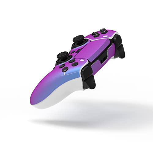 PlayVital Skin Decals Set for ps5 Edge Controller, Custom Sticker Vinyl Decal Skins Wrap for ps5 Edge Wireless Controller - Chrome Purple Blue