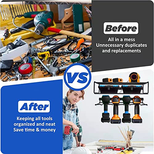 Bygytyo Heavy Duty Floating Tool Shelf, Power Tool Organizer for Handheld Power Tools, Drill Holder Wall Mount Storage Rack, 100# Weight Limit, Compact Removable Design, Perfect for Father's Day