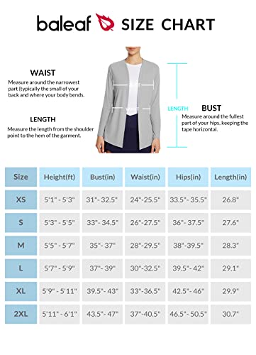 BALEAF Women's Rash Guard Long Sleeve UPF 50+ Sun Shirts Lightweight Quick Dry Cardigan UV Protection Rashguard Swimsuit Swimwear Grey XL