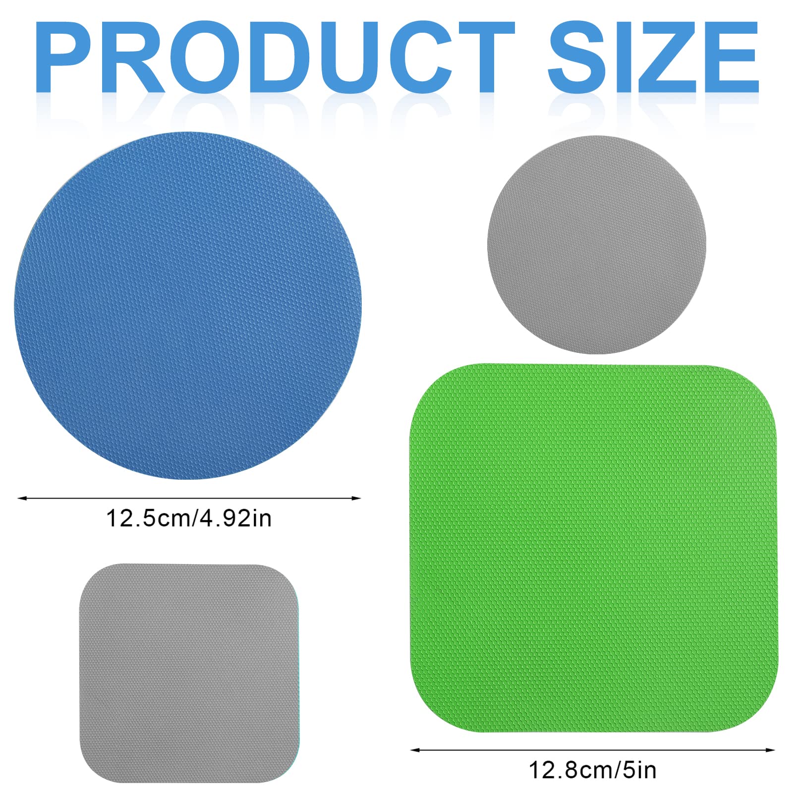 4pcs Jar Gripper Pads, Multifunctional Rubber Jar Gripper Pad Jar Opener Grippers Kitchen Coaster for Elderly Seniors Women Suffering from Arthritis Weak Hands (Blue, Green, Grey)