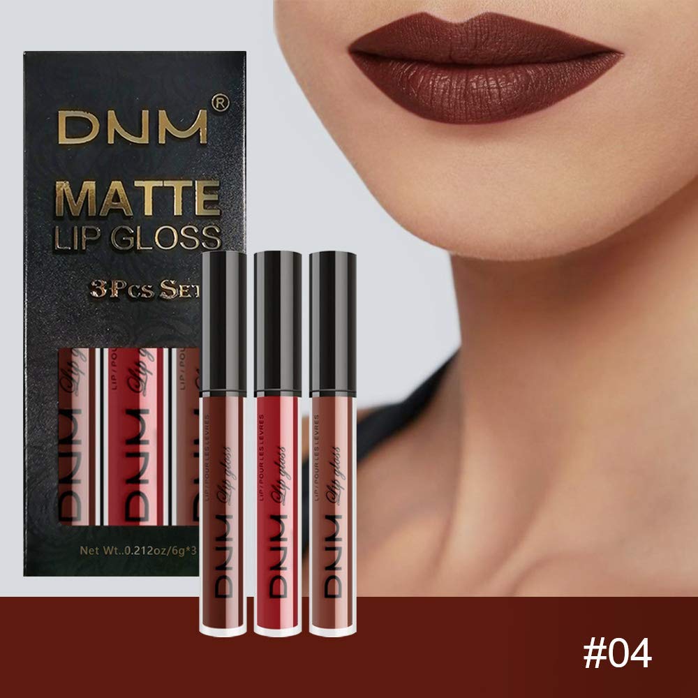 3Pcs Dark Black Blue Purple Matte Lipstick Sets, Matte Lipstick Lip Stain Waterproof Lip Gloss Gift Set Matt Lipsticks Set Matt Liquid Makeup Lipstick Kit 07