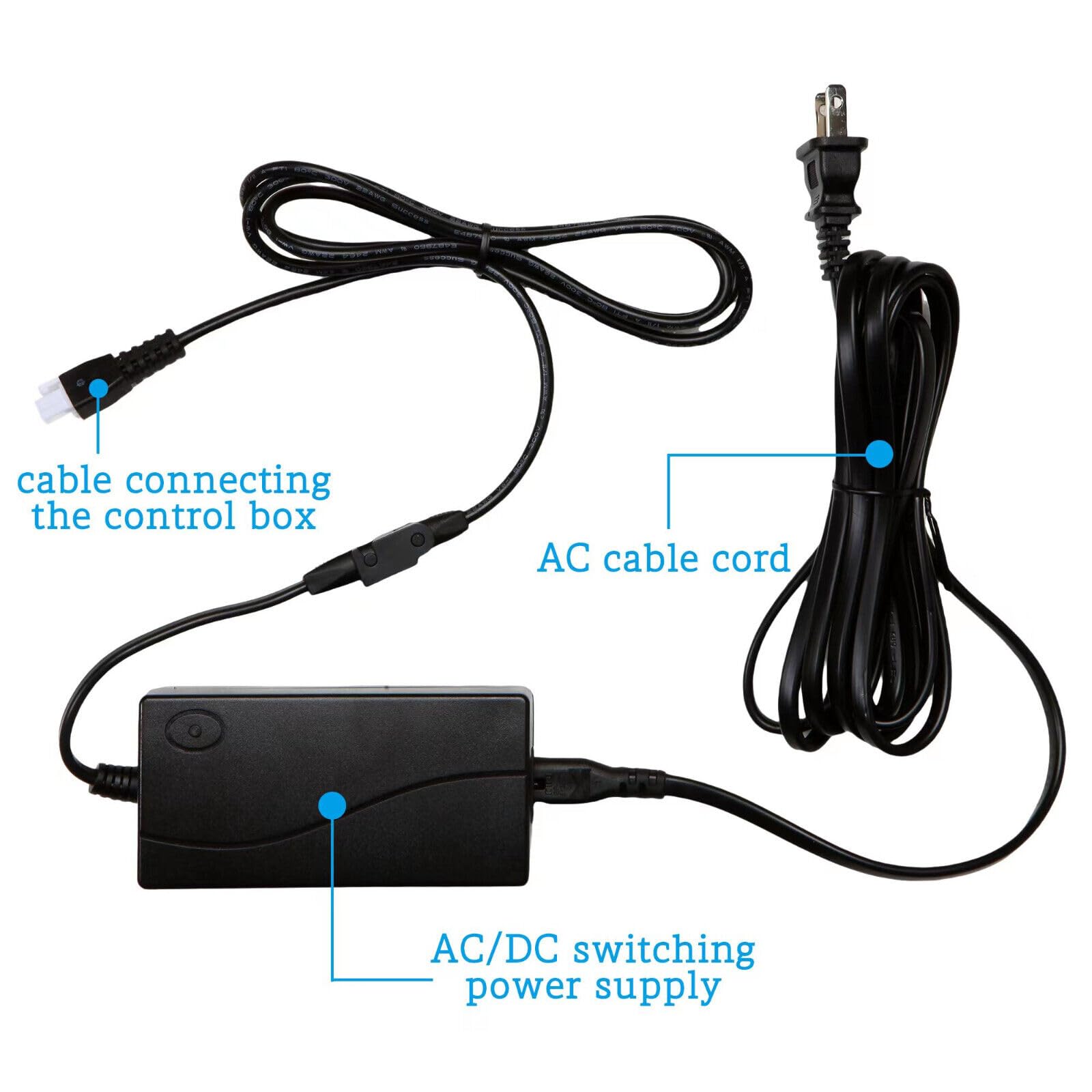 Adjustable Bed Base 3 Piece Switching Power Supply Adapter Kit Replacement