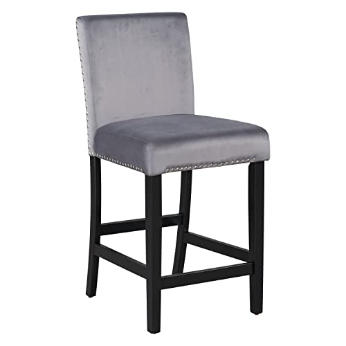 Bellemave 5-Piece Counter Height Dining Table Set Kitchen Table Set with 1 Faux Marble Dining Table and 4 Upholstered-Seat Chairs Square Dining Room Set of 4 for Kitchen, Dining Room (Grey)