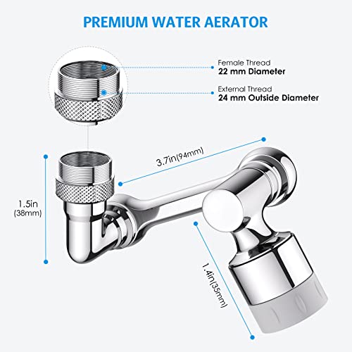 AMIR Universal Rotating Faucet Extender, 1080° Large-Angle Rotating Multifunctional Extension Faucet, Robotic Arm Water Nozzle Faucet Adaptor, Splash Filter Faucet for Bathroom Sink