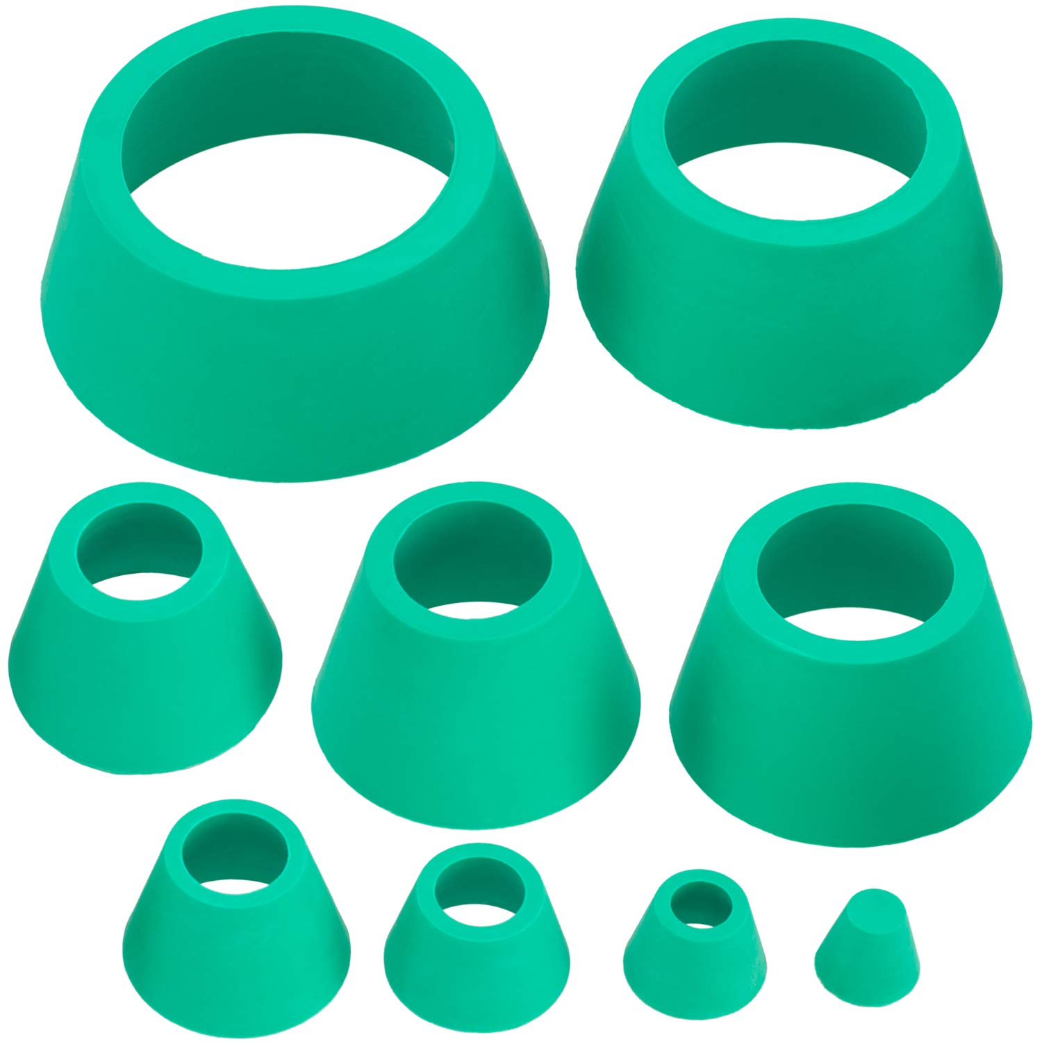 PAGOW Buchner Funnel Flask Adapter Set, Filter Adapter Cones Set, Tapered Collar Green, Lab Buchner Funnels-Wear-Resisting Smooth Surface Pack of 9