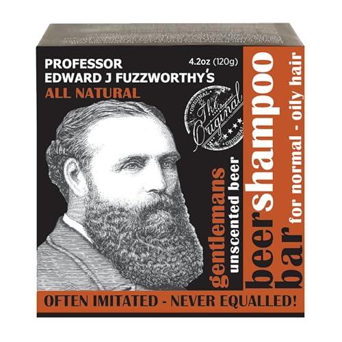 Professor Fuzzworthy's Gentlemans Beer Shampoo Bar for Men | Normal, Dry, Oily Hair | Unscented with All Natural Conditioning Oils From Tasmania Australia