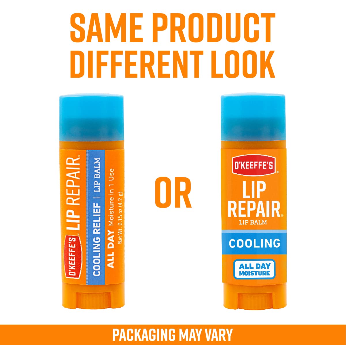 O'Keeffe's Lip Repair Lip Balm for Dry, Cracked Lips, Stick, (Pack of 4: 2 Cooling + 2 Unscented)