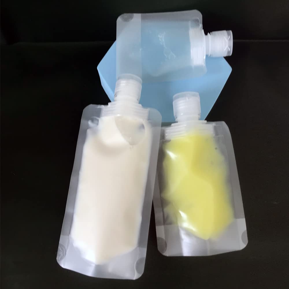 6pcs Travel Size Plastic Refillable Pouches Empty Squeeze Bag Reusable Toiletry Pouch Containers Stand Up Pouch with Spout for Liquid Cosmetic/Lotion/Shampoo/Face Wash