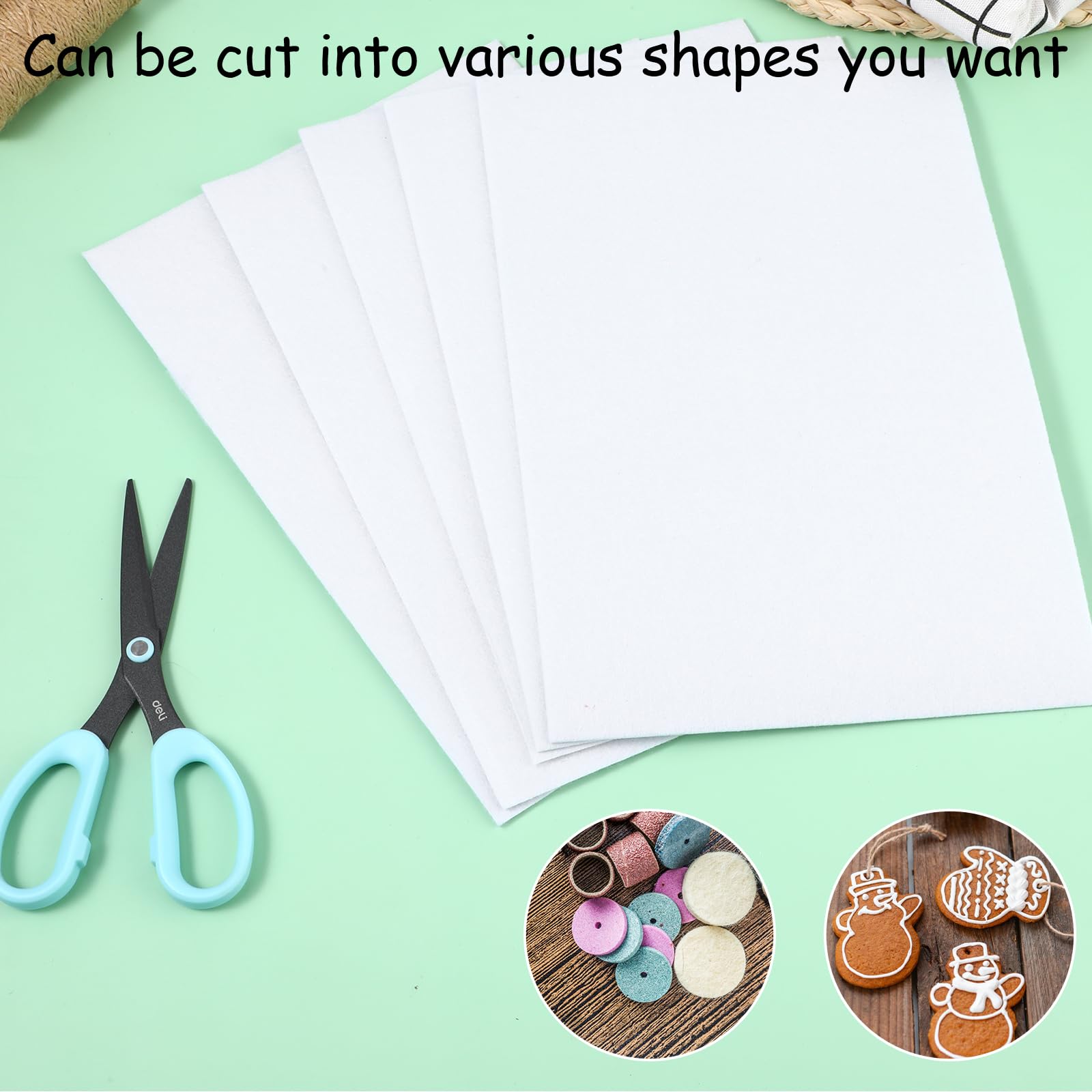 Dimeho 5 Pcs Felt Sheets for Crafts 3mm Thick White Stiff Felt Sheets 8"X12" Hard Felt Fabric Squares Sheets DIY Projects Supplies Gift Wrapping Fabric Crafts Sewing Christmas Costumes (White)