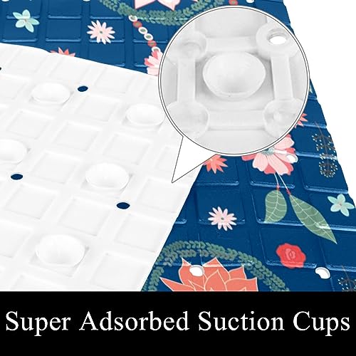 Bath Tub Shower Mat - Anti-Slip PVC Material 15.1x26.8 in, Gentle Cushioning Quick Drying Suction Cups Reliable Solution - Dream Catchers in The Night Sky Non-Slip Floor Mat