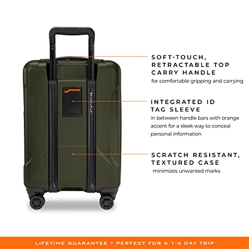 Briggs & Riley Torq Hardside Carry On Luggage with Spinner Wheels 22 inch. USB Charging Port, TSA-Friendly Locks, Easy Access Hinged Front Pocket, Green