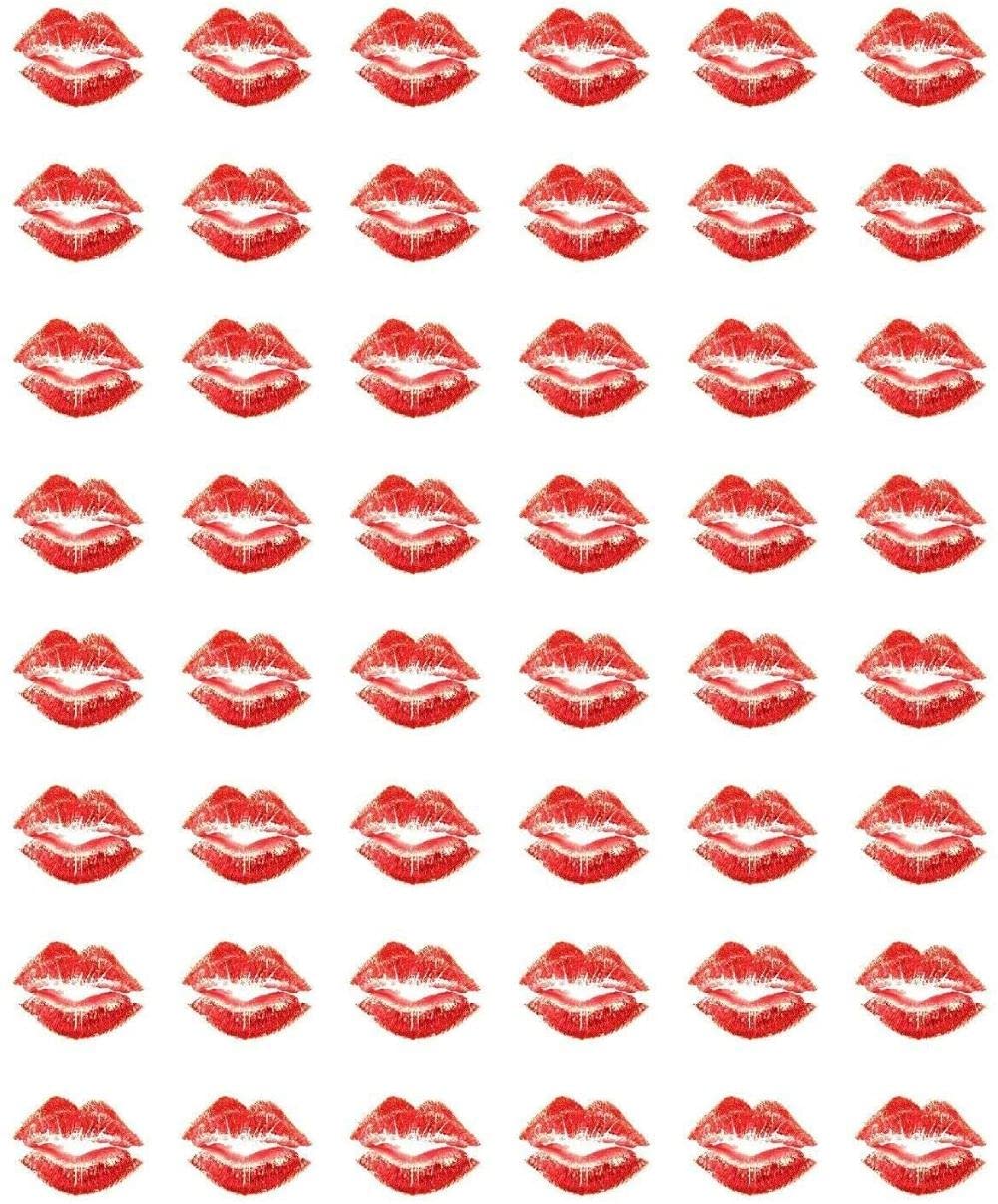 48 Envelope Seals Labels Stickers Valentines RED Lips KISS, 1.2"