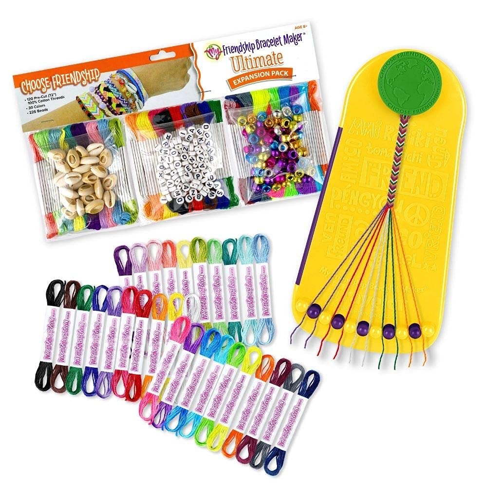 Choose Friendship, My Friendship Bracelet Maker Ultimate Expansion Pack, 120 Pre-cut Threads and 225 Beads, Makes 24-48 Bracelets