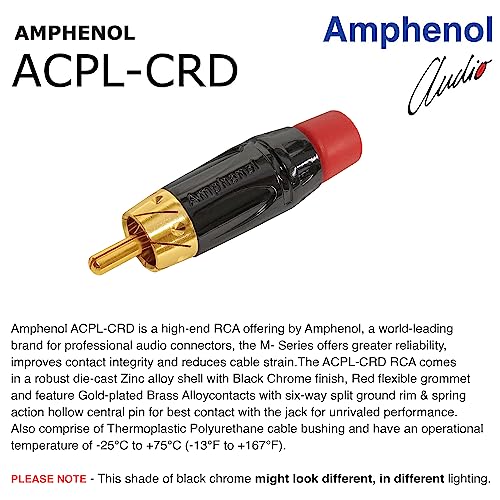 4 Foot RCA Cable Pair - Gotham GAC-4/1 (Black) Star-Quad Audio Interconnect Cable with Amphenol ACPL Black Chrome Body, Gold Plated RCA Connectors - Directional