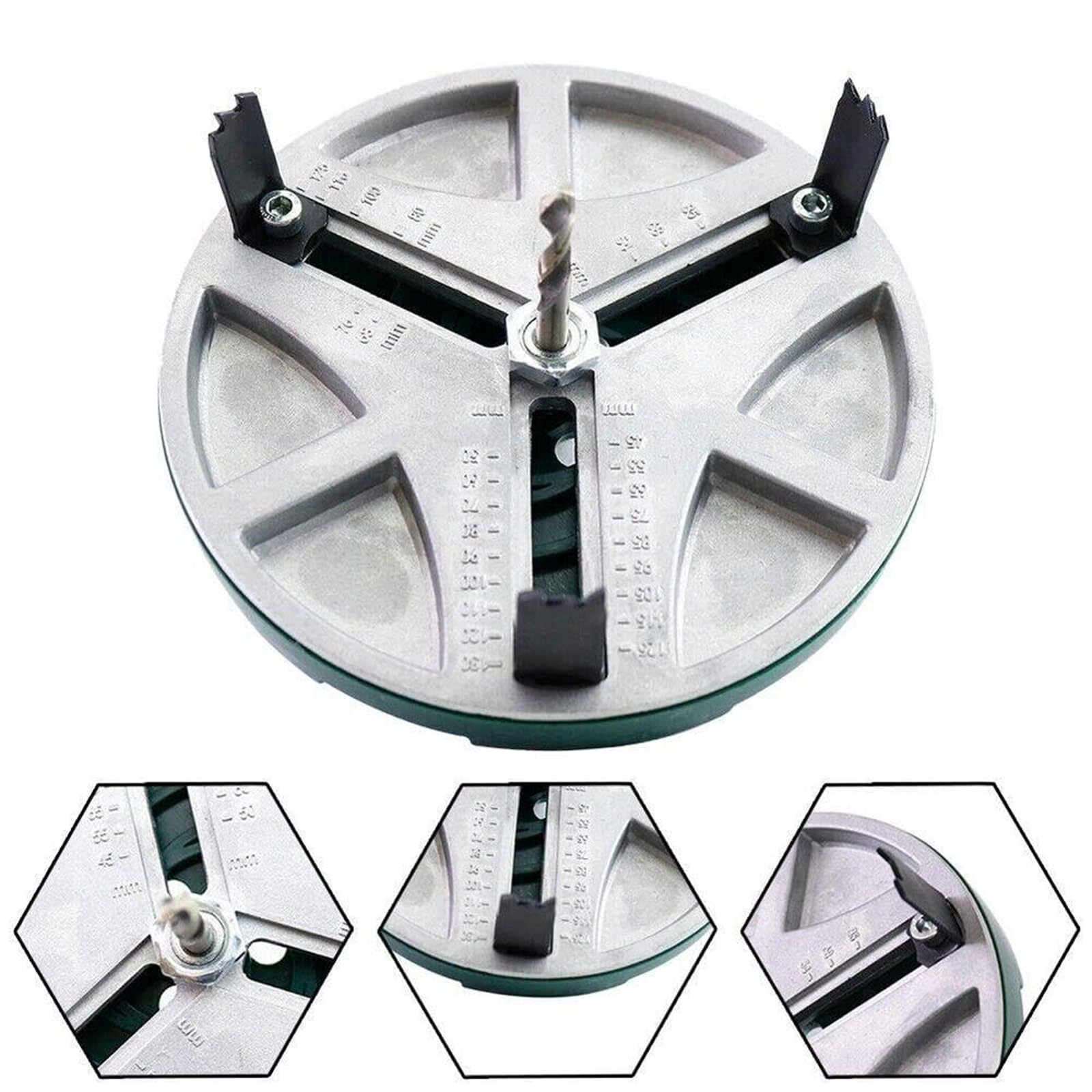 Adjustable Round Hole Saw Tool, Adjustable Punch Saw Tool For Drilling,Adjustable Hole Saw, Adjustable Hole Cutter, Woodworking Tools, Saw Diameter 45-130MM With Bit(Saw+9 Blades)
