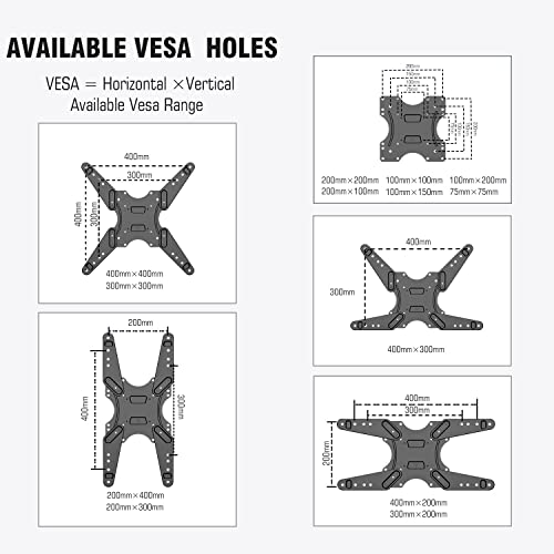 FORGING MOUNT Corner TV Wall Mount Single Stud Articulating Arm Full Motion TV Bracket for Most 26-55" Flat Curved TVs with Tilt, Swivel and Extends 18inch, Holds 88lbs, Max VESA 400x400mm