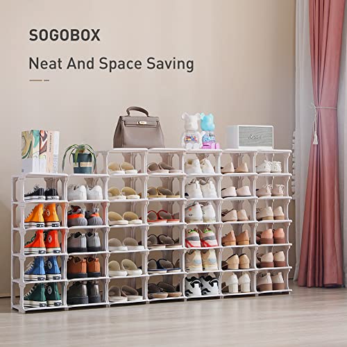 Amllas Shoe Rack for Closet, Stackable , Adjustable Shoe Organizer Shelf for Entryway, Small Shoe Storage Space Saver for Women Kids