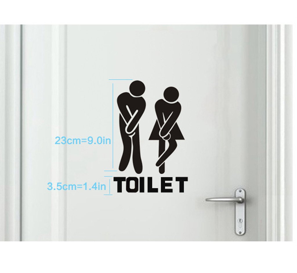 Bestjybt DIY Removable Washroom Toilet Bathroom WC Sign Door Accessories Wall Sticker Home Decor