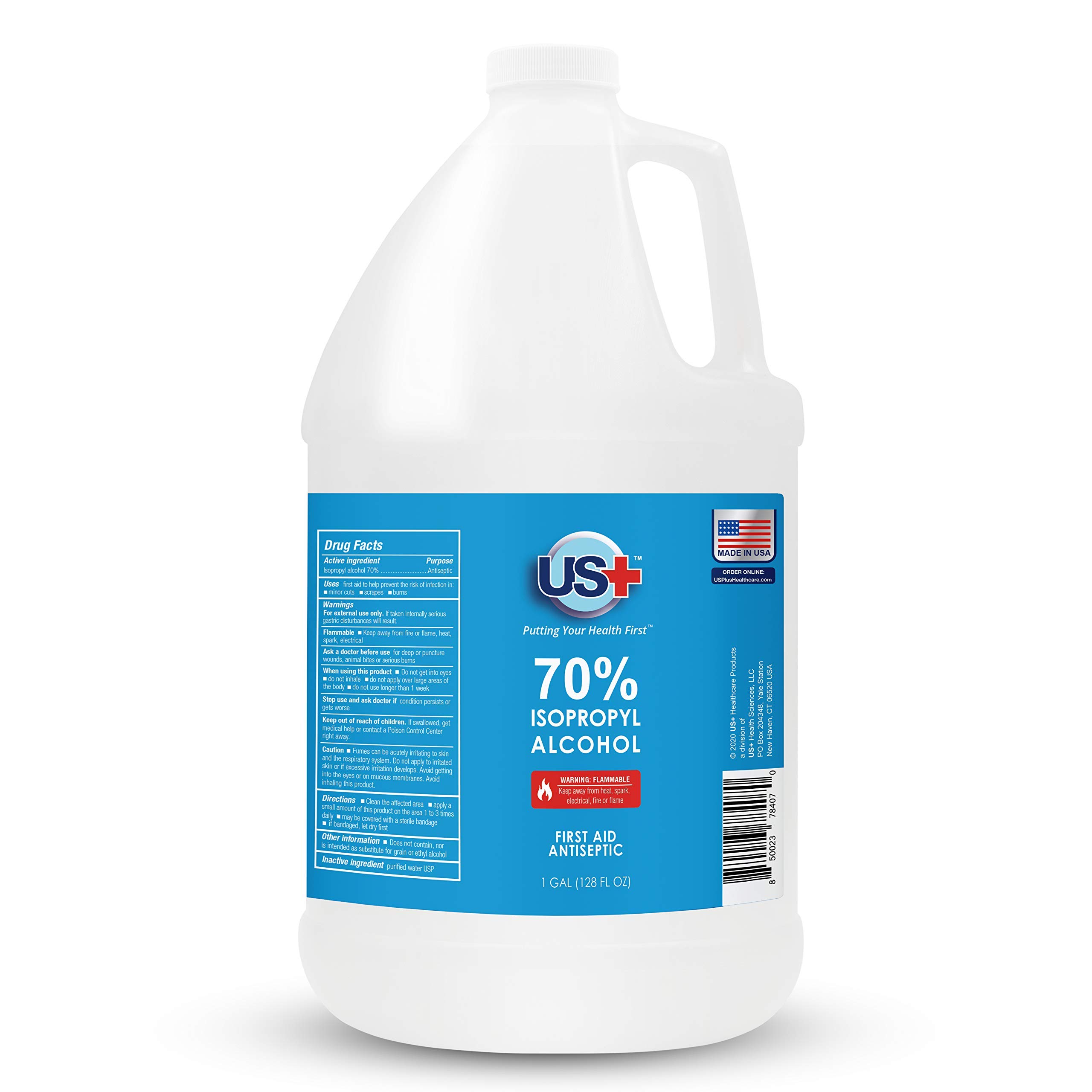 4 Gallons US+ 70% Isopropyl Alcohol (1 Gallon x 4) - Made in USA