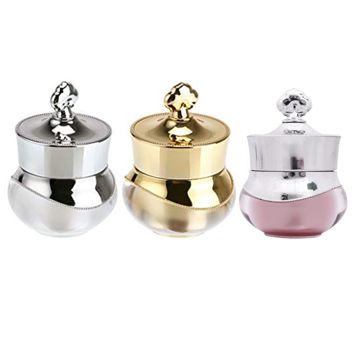 9pcs G Refillable Container and Empty Round Toiletries Containers Practical Cosmetic Creams Metal Makeup Lotion Oils Body for Travel Bottle Jar Crystal Ointments Pot Hand Up