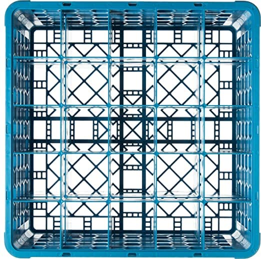 Carlisle FoodService Products OptiClean Plastic 25-Compartment Divided Glass Rack, Blue, (Pack of 2)