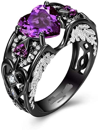 4.00Ct Heart Cut Purple Amethyst & Diamond Angel Wings Engagement Ring 925 Sterling Silver (6)