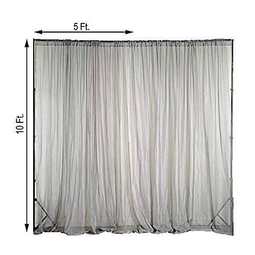 BalsaCircle 10 feet x 10 feet Silver Sheer Voile Backdrop Drapes Curtains 2 Panels 5x10 ft - Wedding Ceremony Party Home Decorations